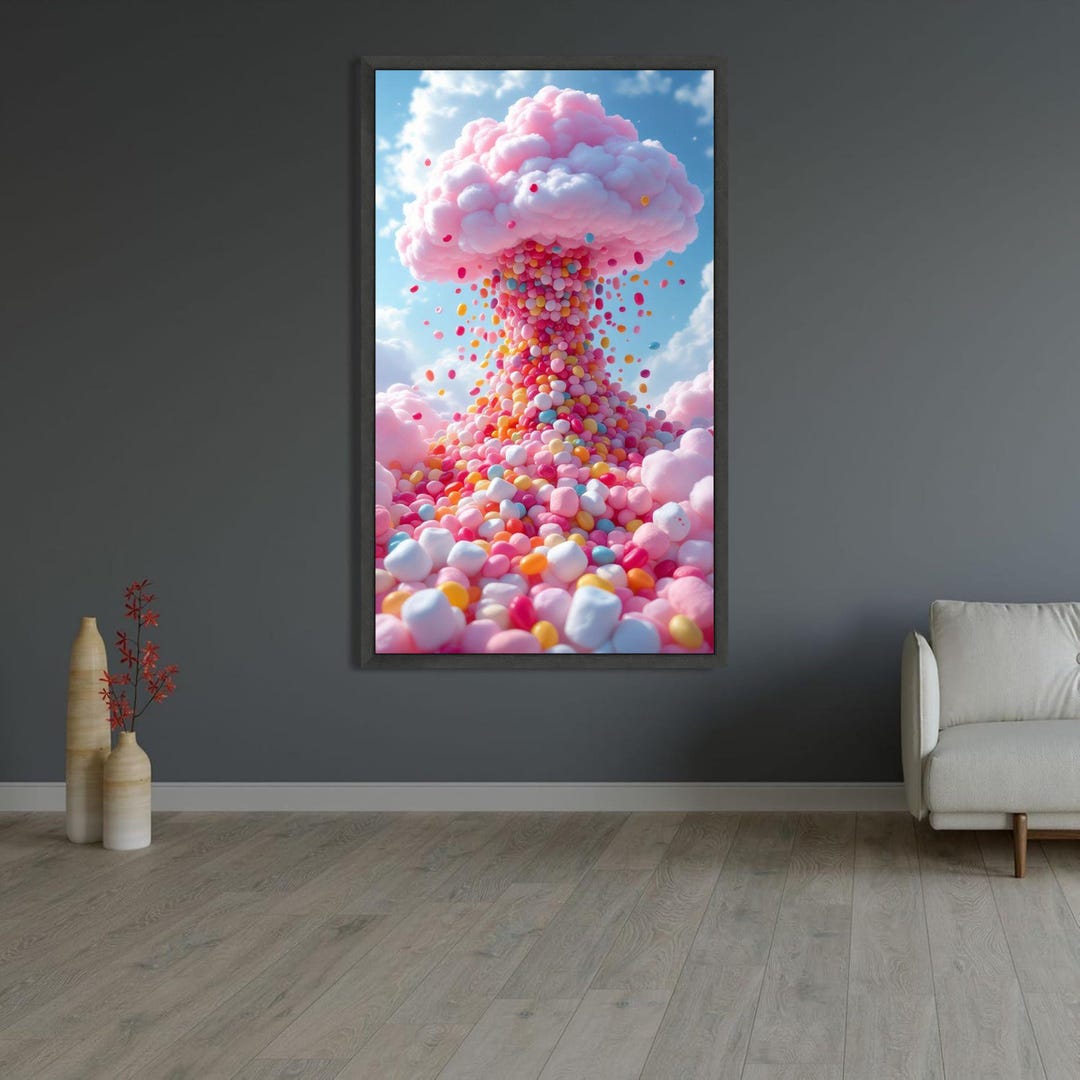 Candy Explosion Canvas Wall Art, Colorful Sweets Clouds, Whimsical ...