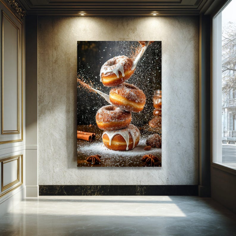 Delicious Glazed Donuts Canvas Wall Art, Sweet Dessert Food Photography ...