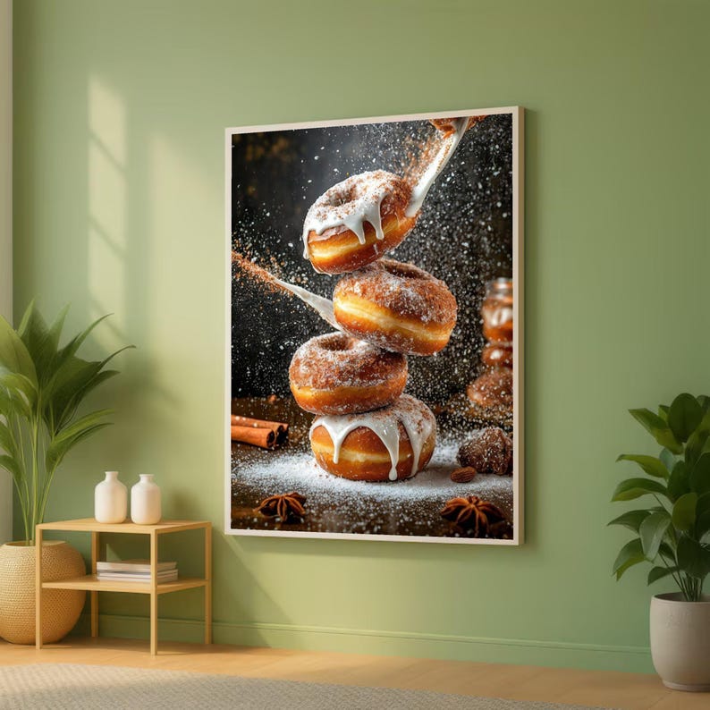 Delicious Glazed Donuts Canvas Wall Art, Sweet Dessert Food Photography ...