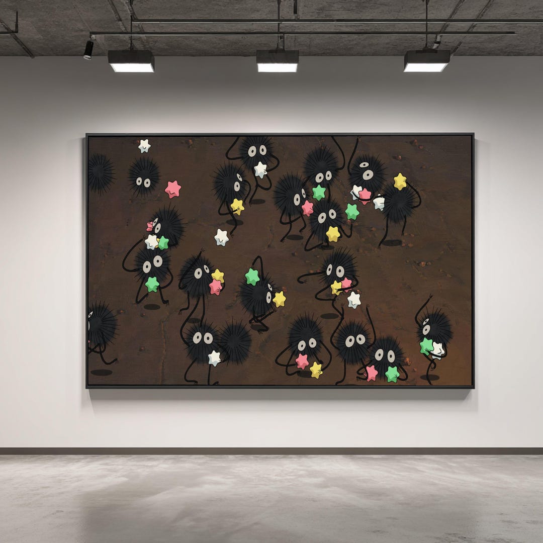 Spirited Away Soot Sprites Canvas, Cute Anime Wall Art, Studio Ghibli ...