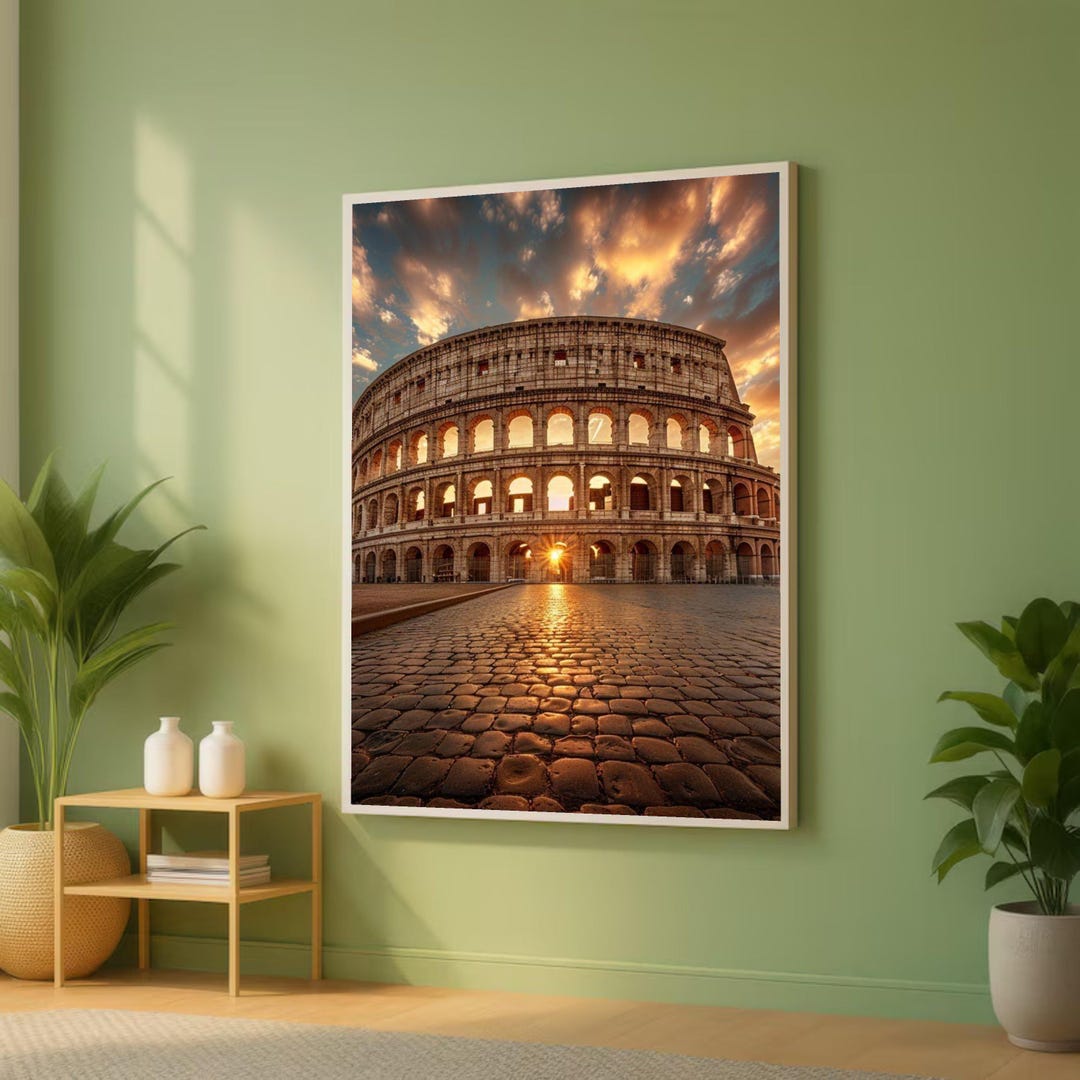 Ancient Rome Colosseum Canvas, Sunset Historic Landmark Wall Art ...