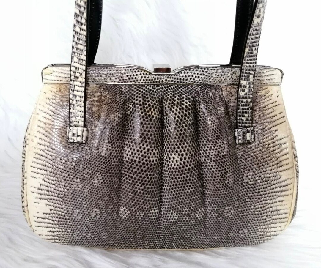 Vintage 1940s Monitor Lizard Handbag: Genuine Lizard Skin Leather - Etsy