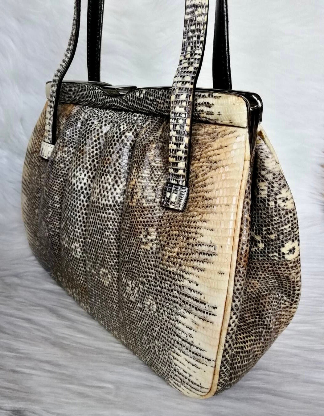 Vintage 1940s Monitor Lizard Handbag: Genuine Lizard Skin Leather - Etsy