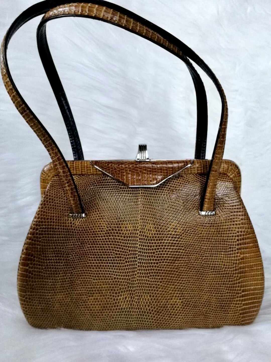 Vintage Monitor Lizard Purse, Monitor ring Lizard Handbag, Genuine ...