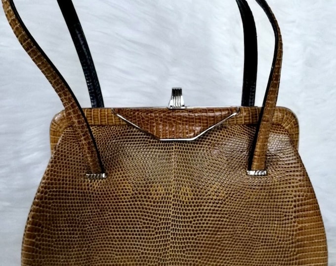 Vintage Monitor Lizard Purse, Monitor ring Lizard Handbag, Genuine ...