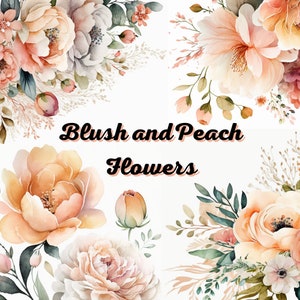 Blush and Peach Flowers Watercolor Clipart, 10 High-quality Pngs 300 ...
