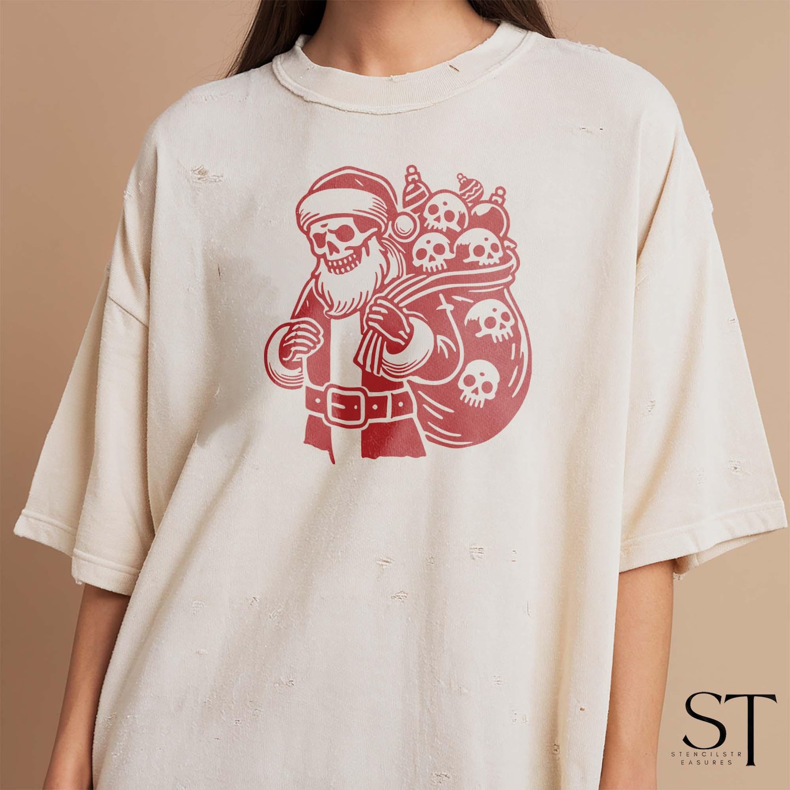 Santa Skull Christmas SVG | Gothic Holiday Cut File | Spooky Skeleton ...