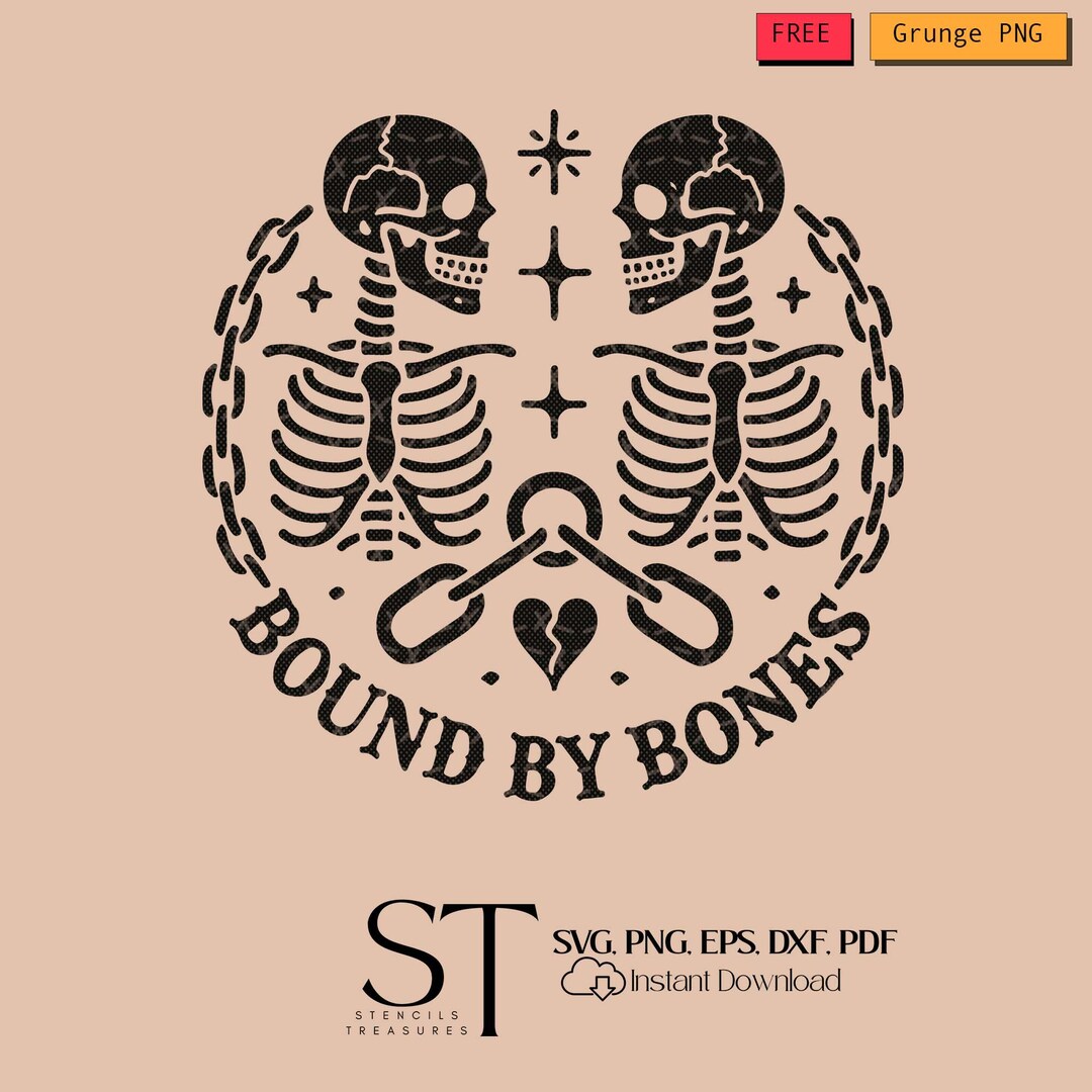Bound by Bones SVG | Gothic Skeleton Love Design | Dark Romance Cut ...
