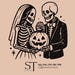 Skeleton Bride Groom Holding Pumpkin Lantern SVG, Gothic Wedding ...
