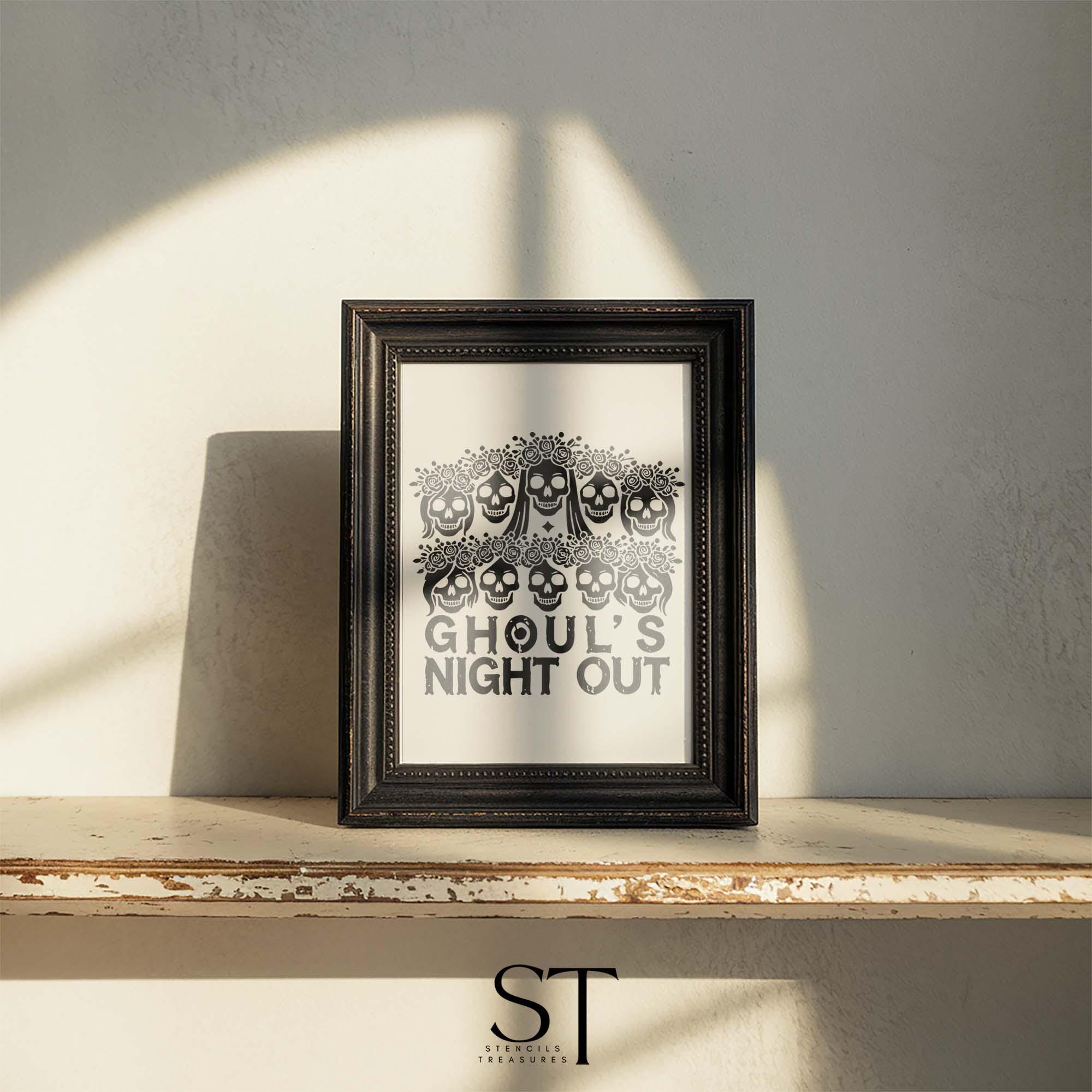 Ghouls Night Out SVG | Halloween Skull Floral Design | Gothic Party ...