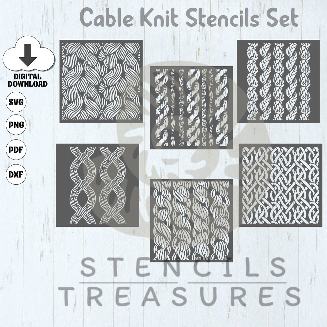 Cable Knit Pattern Cookie Digital Stencils Set, Art Decor, SVG Cut File Printable Pdf Template ...