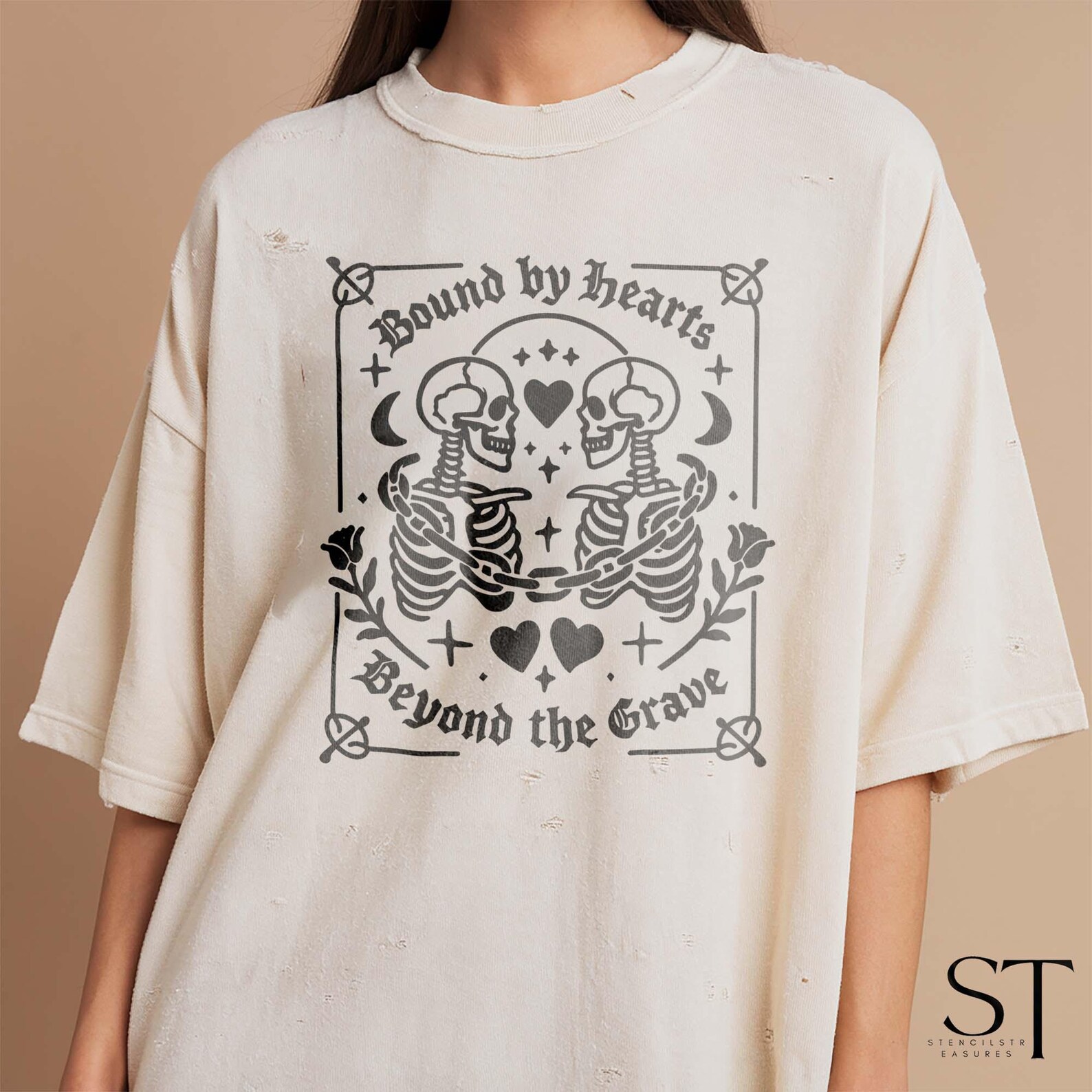 Bound by Heart SVG | Gothic Skeleton Love Design | Eternal Bond Cut ...