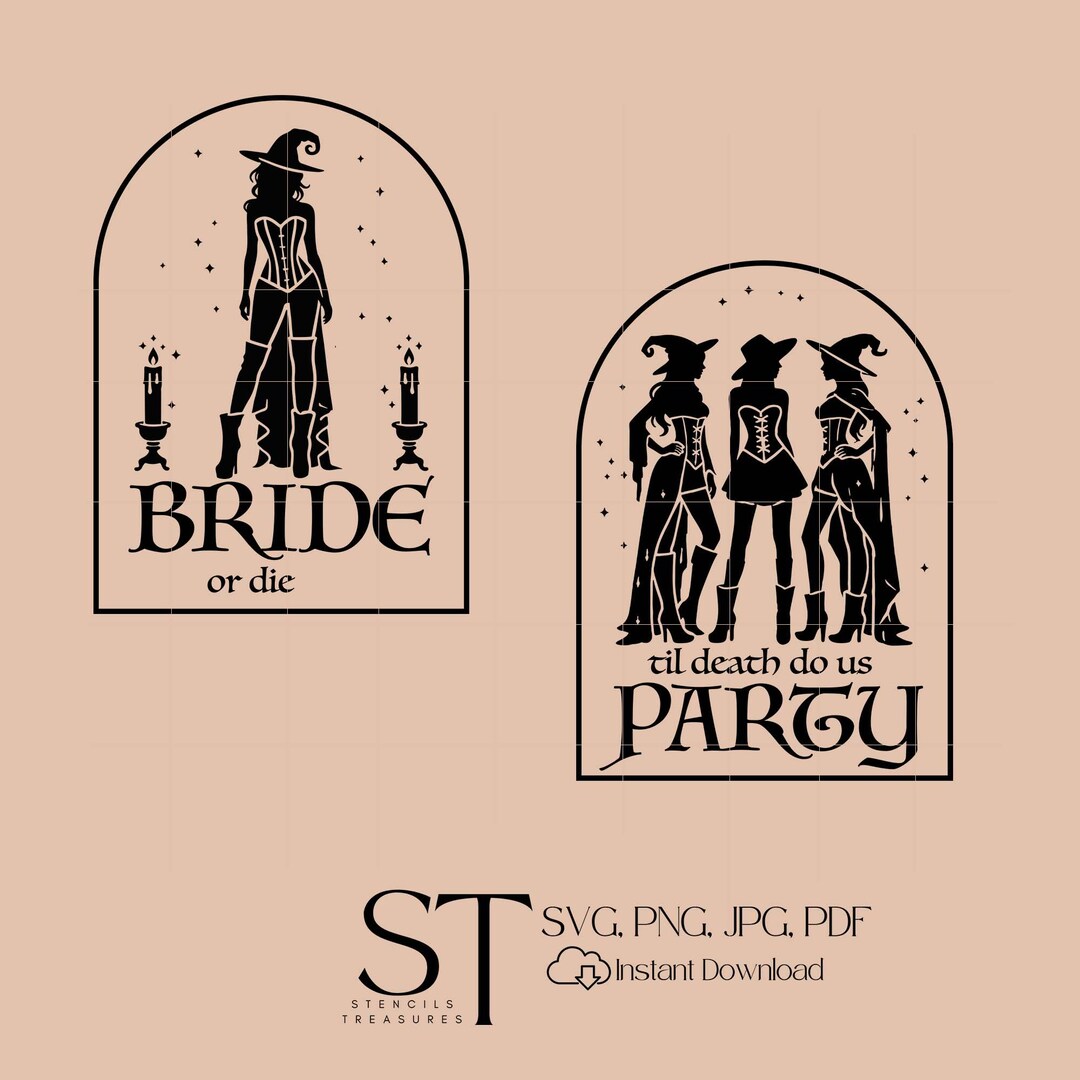 Witchy Wedding SVG Pack | Halloween Bachelorette Party Decor | Bride or ...