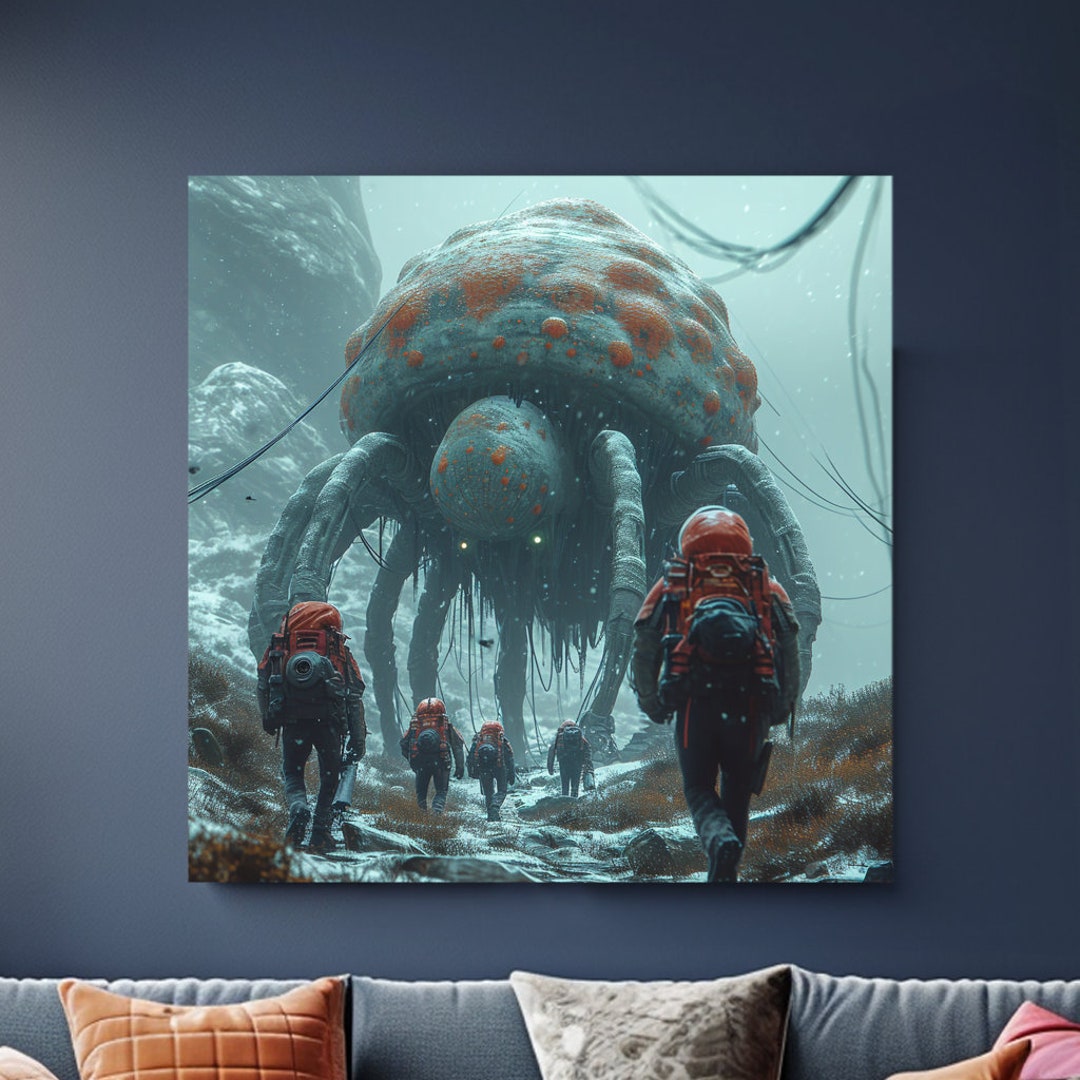 Space Monster Canvas : UK Poster Print Wall Art Printed Frame Wrap ...