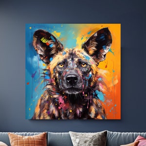 African Wild Dog Canvas : UK Poster Print Wall Art Printed Frame Wrap ...