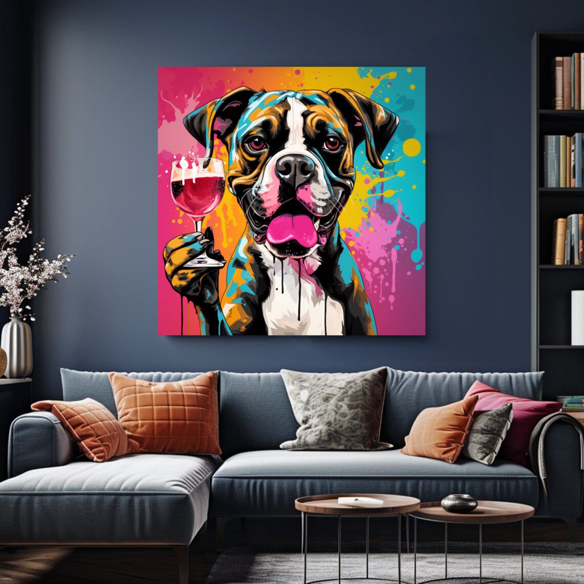 Pop Art Boxer Dog Canvas : UK Poster Print Wall Art Printed Frame Wrap ...