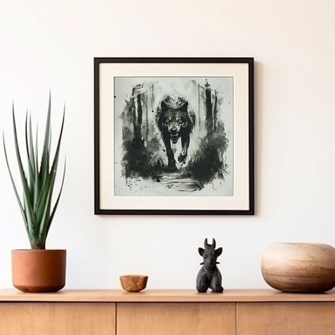 Snarling Wolf Illustration Print : Wall Art Photo UK Poster Prints ...
