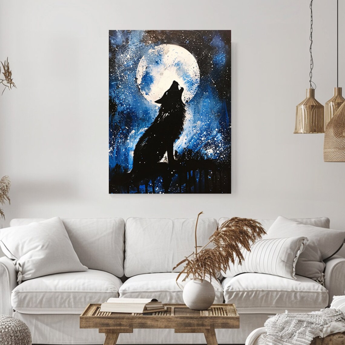 Moon Wolf Art Print: Mystic Spiritual Home Decor - Etsy