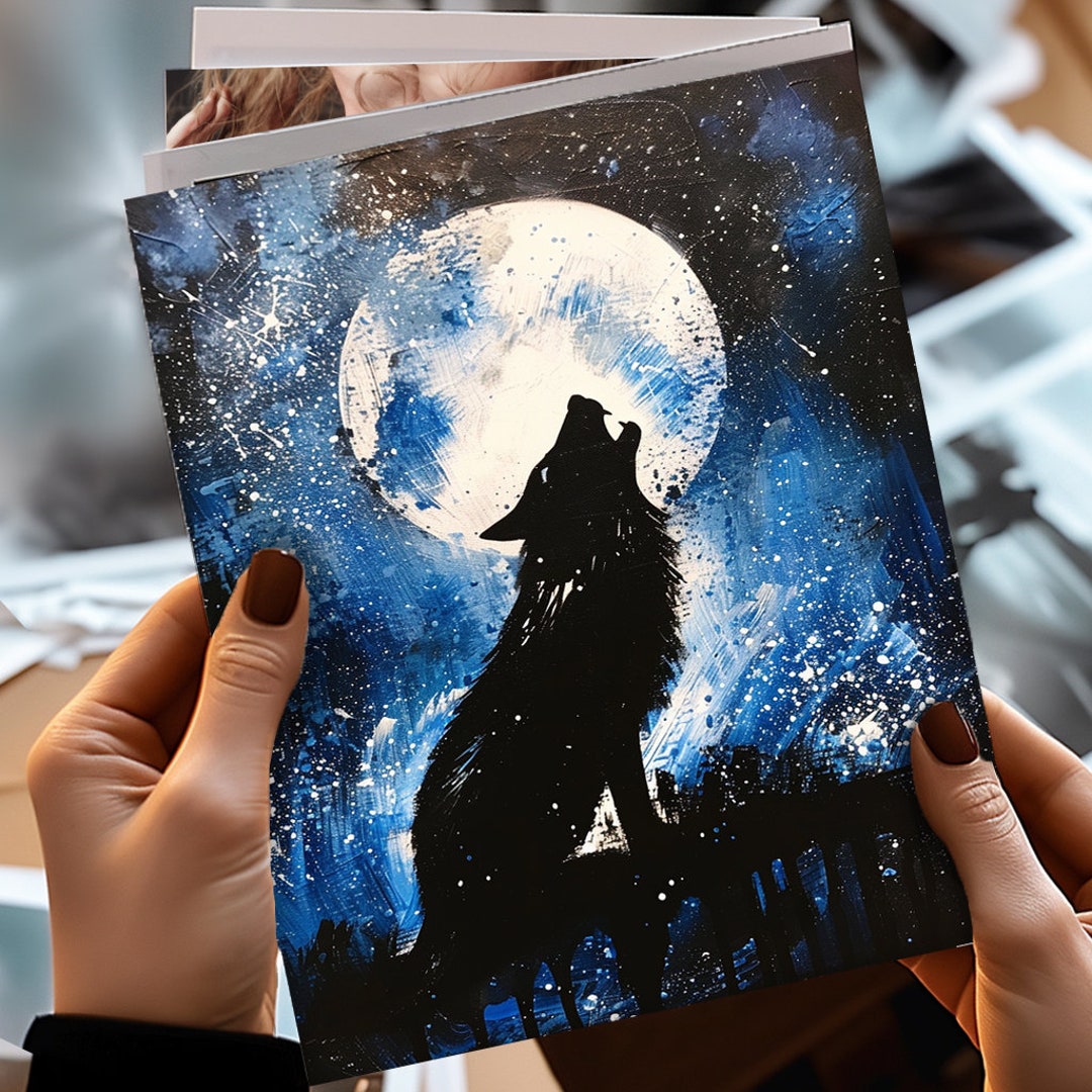 Moon Wolf Painting Print : Wall Art Photo UK Poster Prints Printed ...