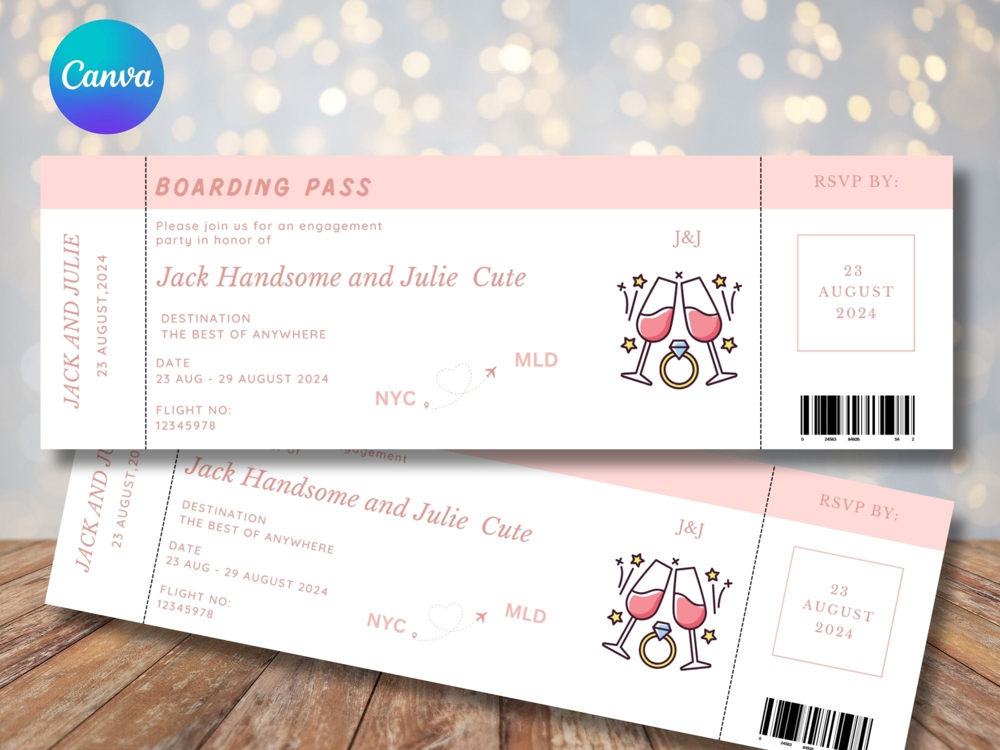 Boarding Pass Template Editable, Wedding Celebration Ticket, Boarding ...