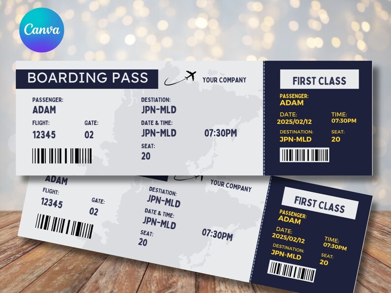 Editable Boarding Pass Template, Canva Boarding Pass, Customizable ...