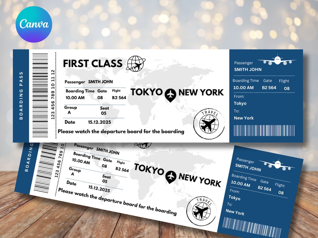 Editable Boarding Pass Template, Canva Boarding Pass, Customizable ...