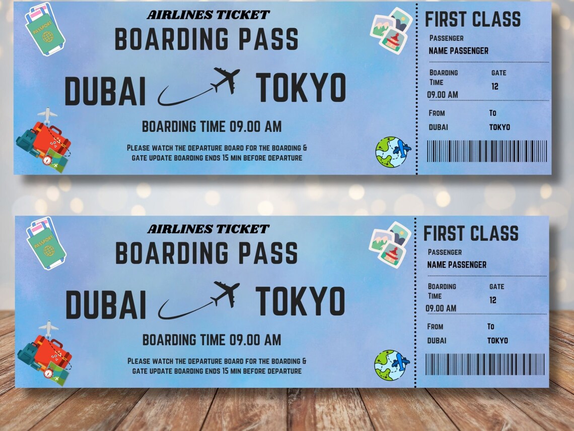 Birthday Airplane Ticket Printable, Surprise Trip Ticket, Boarding Pass ...