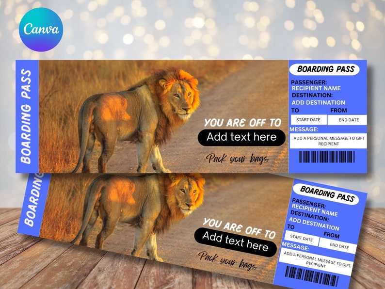 Printable ZOO or SAFARI PARK Surprise Gift Reveal Ticket. Surprise Zoo ...