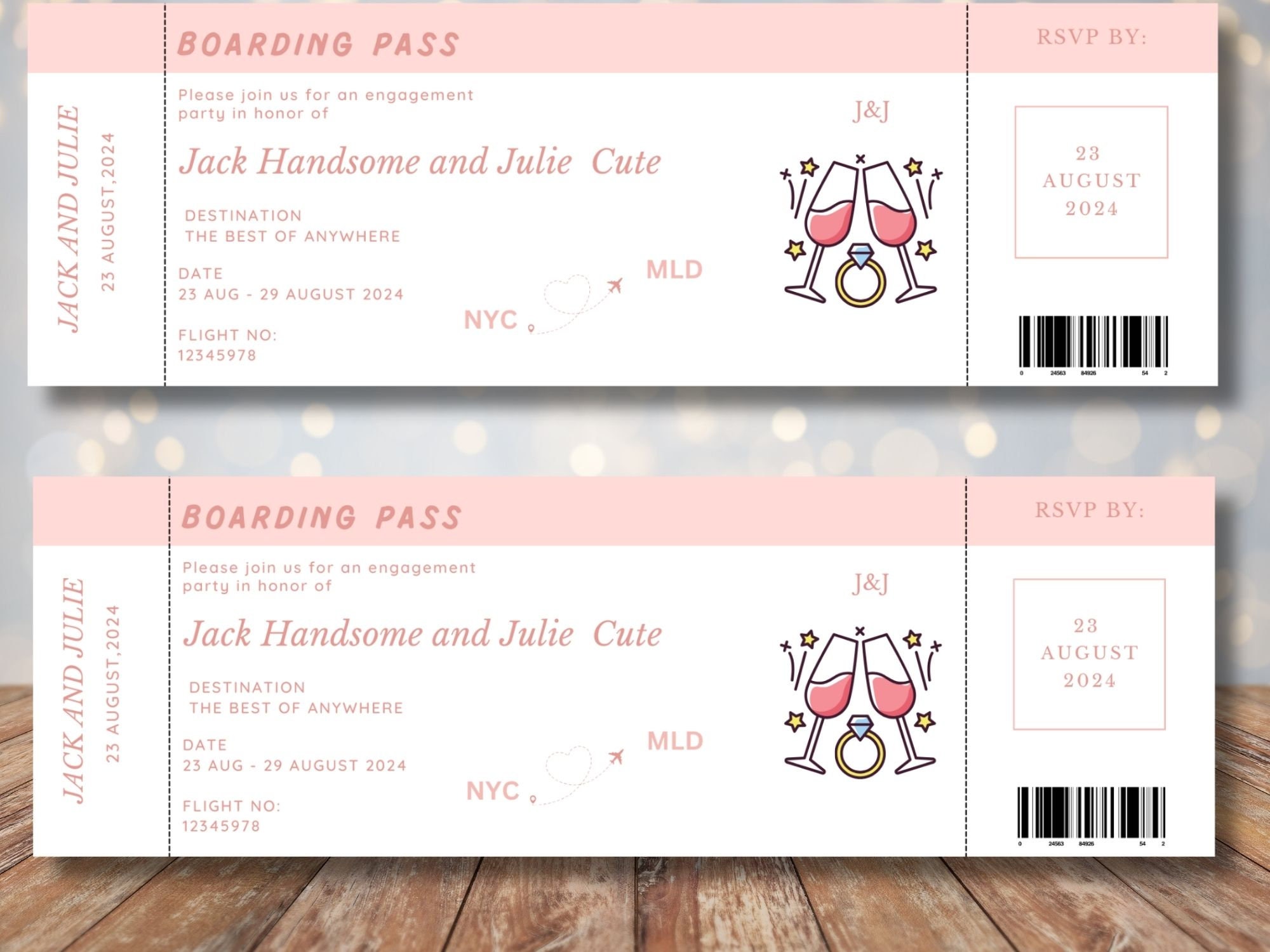 Boarding Pass Template Editable, Wedding Celebration Ticket, Boarding ...