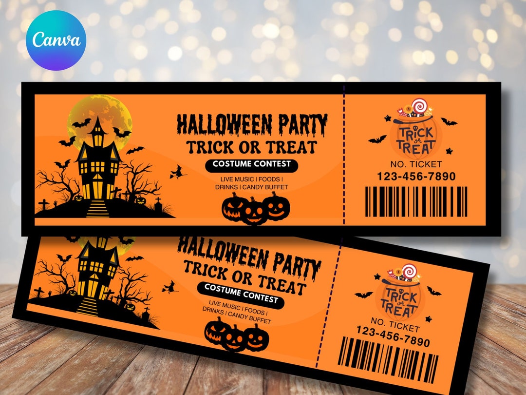 Editable Halloween Ticket Invitation, Halloween Tickets, Halloween ...