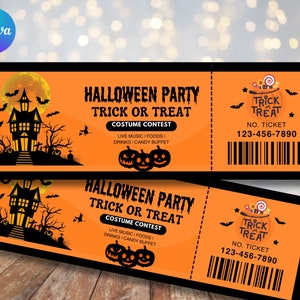 Editable Halloween Ticket Invitation, Halloween Tickets, Halloween ...
