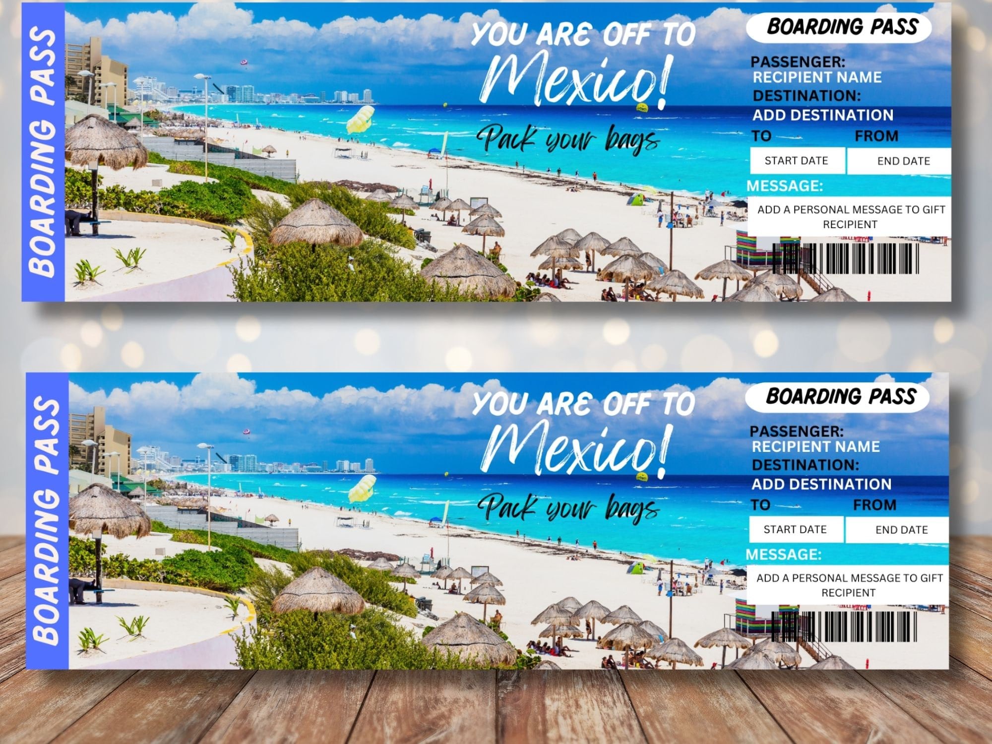 Printable MEXICO Surprise Trip Gift Ticket. Boarding Pass. Printable ...