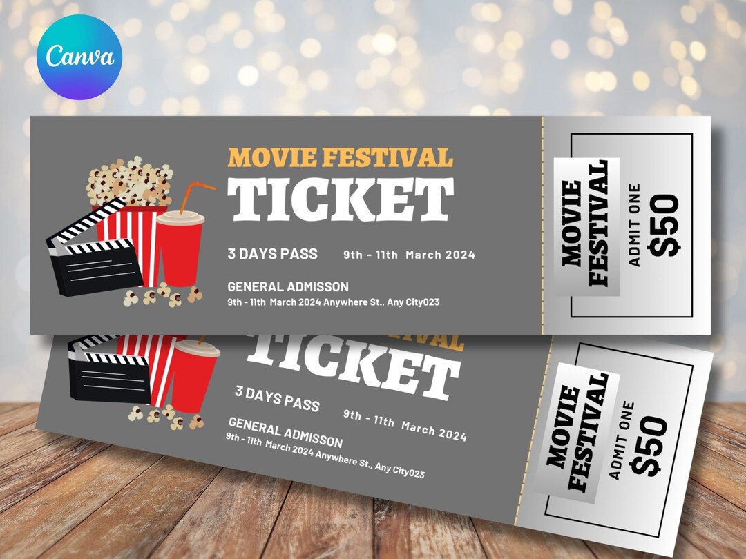 Editable Movie Ticket Birthday Invitation, Movie Party Ticket, Movie ...