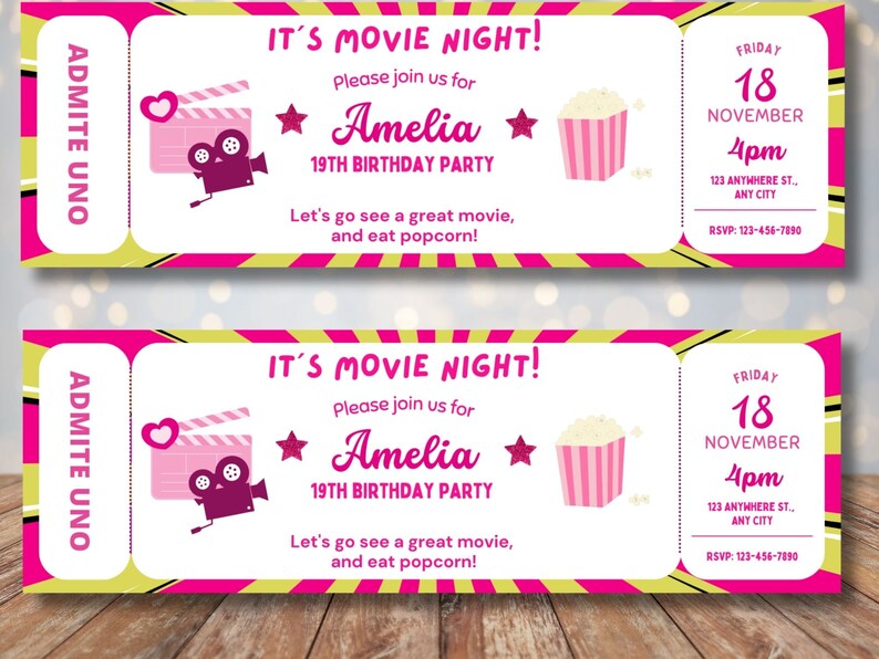 Printable MOVIE Gift Tickets. Cinema Themed Gift Reveal Ticket ...