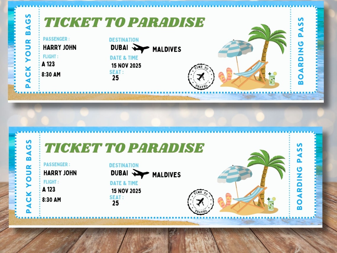 Editable Boarding Pass Template, Printable Boarding Ticket, Canva ...