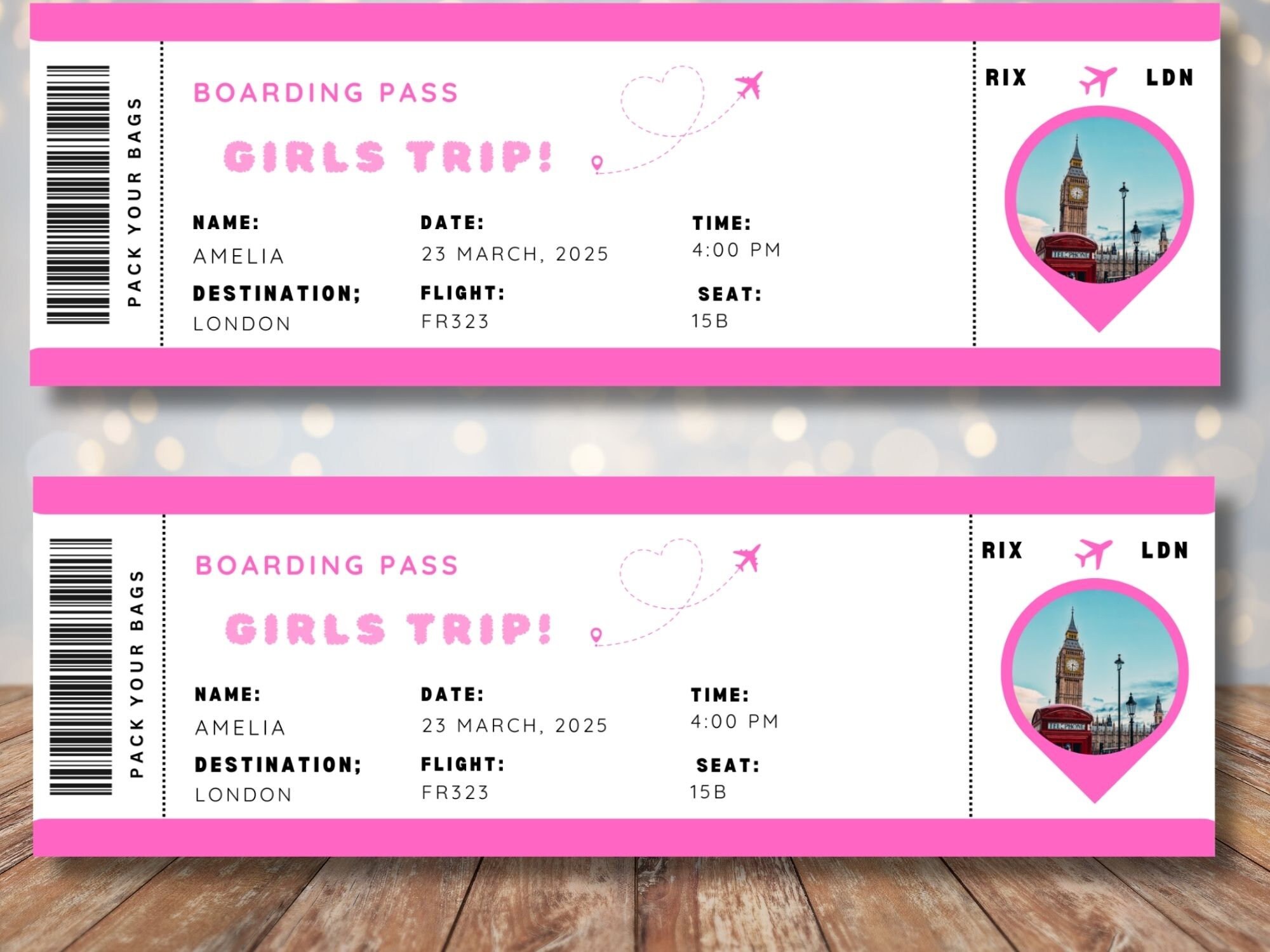 Editable Boarding Pass Template, Printable Personalized Airline Ticket ...