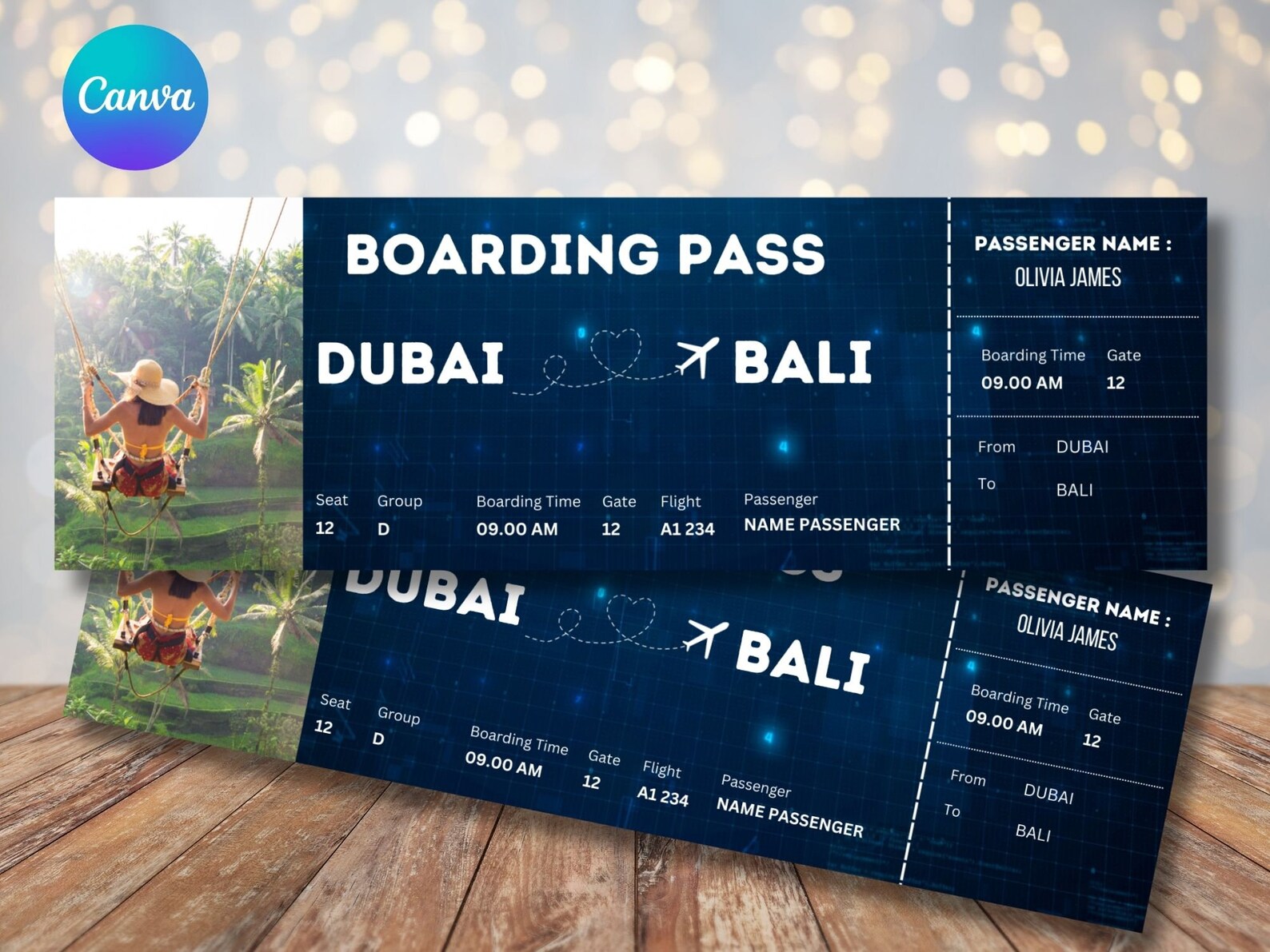 Editable Boarding Pass Template, Printable Boarding Ticket, Canva ...