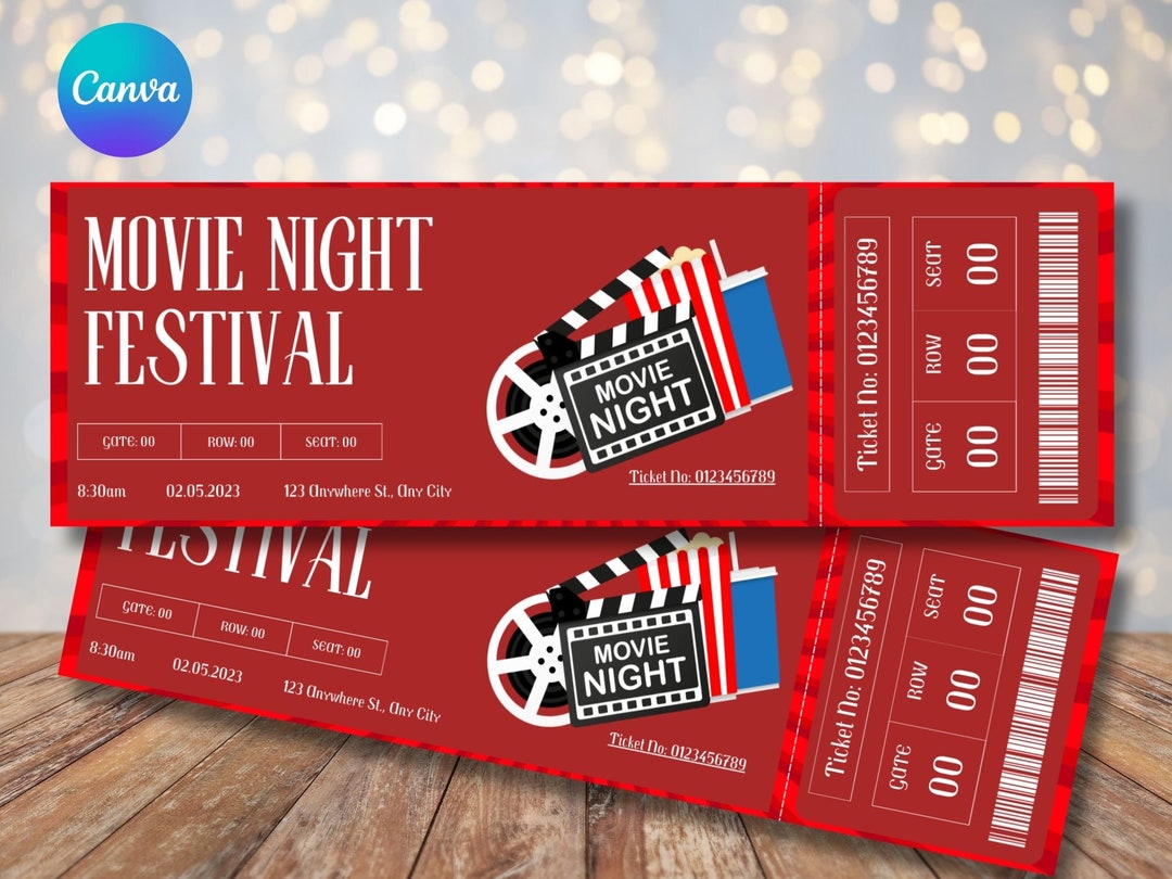 Editable Movie Ticket Birthday Invitation, Movie Party Ticket, Movie ...