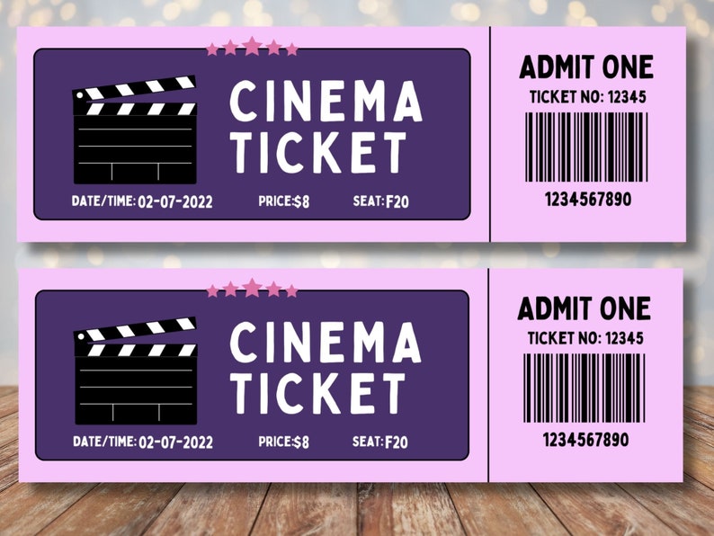 Movie Night Ticket,movie Ticket,movie Invitation,surprise Movie Night ...