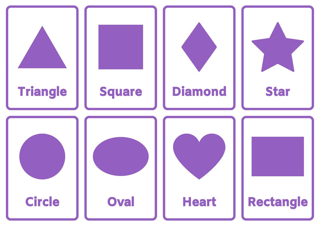 8 Shapes Flash Cards, Preschool Materials, Homeschool Printables ...