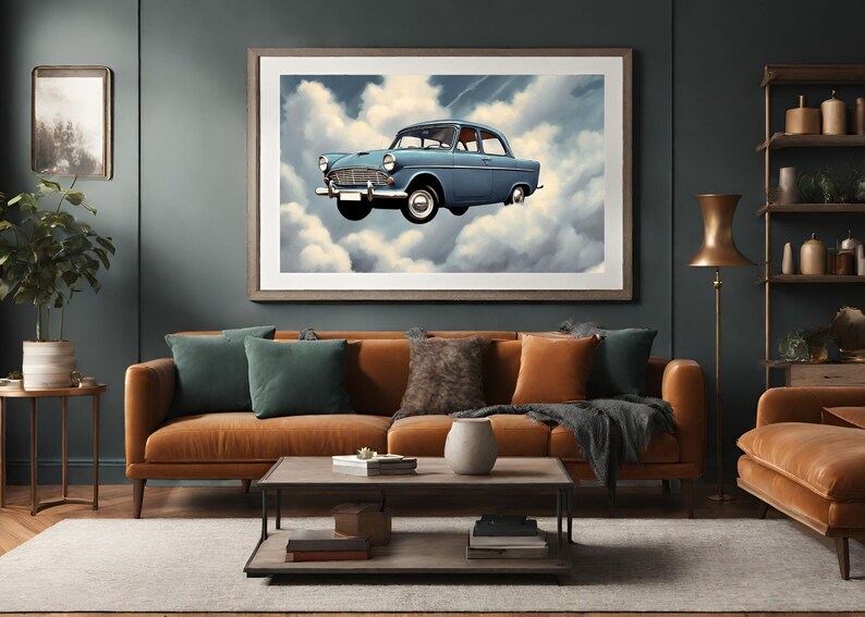 Flying Car Artwork Fan Art Wizard Inspired Moody Wall Art Subtle ...