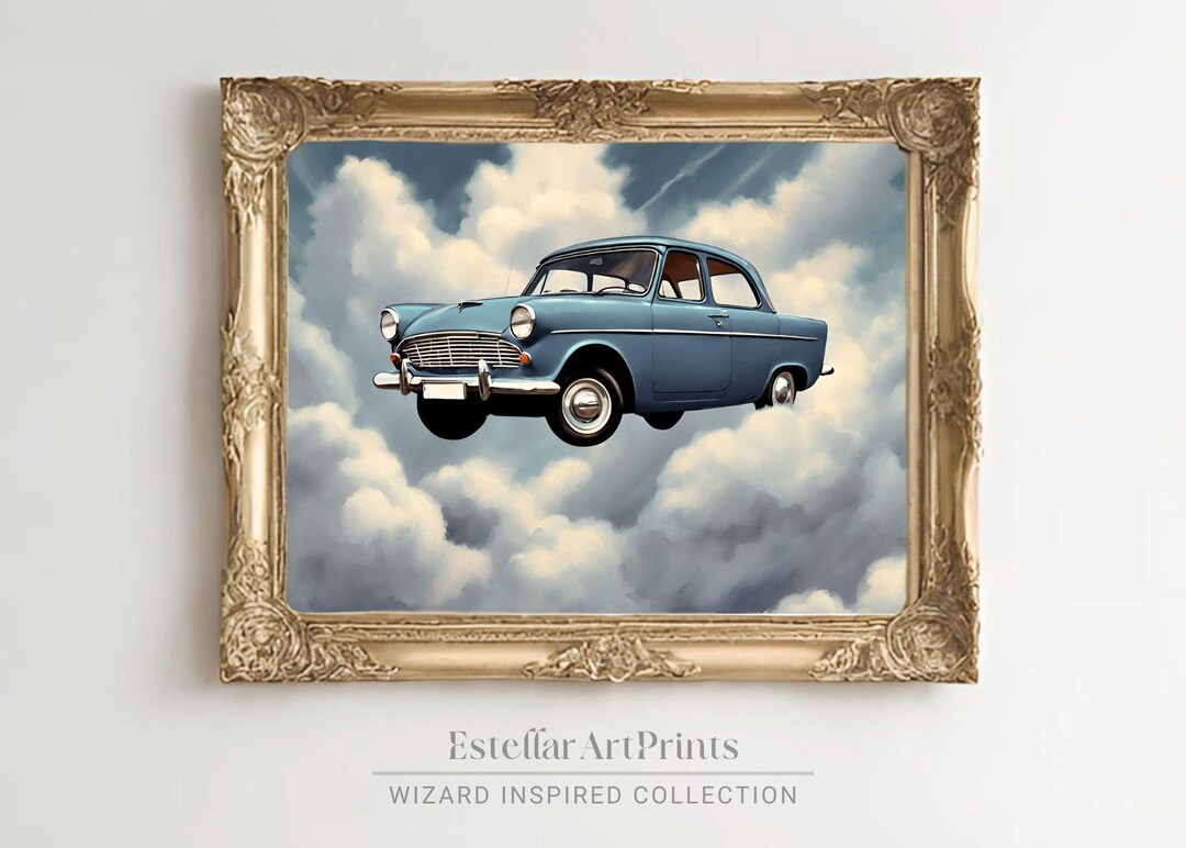 Flying Car Artwork | Fan Art | Wizard Inspired | Moody Wall Art ...