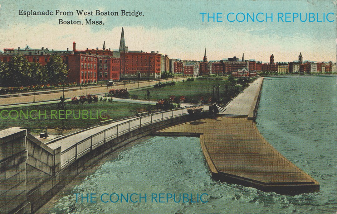 Historic Boston Postcard Circa 1900 1910 Esplanade Charles River Image ...