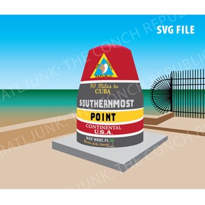Key West Southernmost Point Marker Buoy Drawing Illustration | SVG ...
