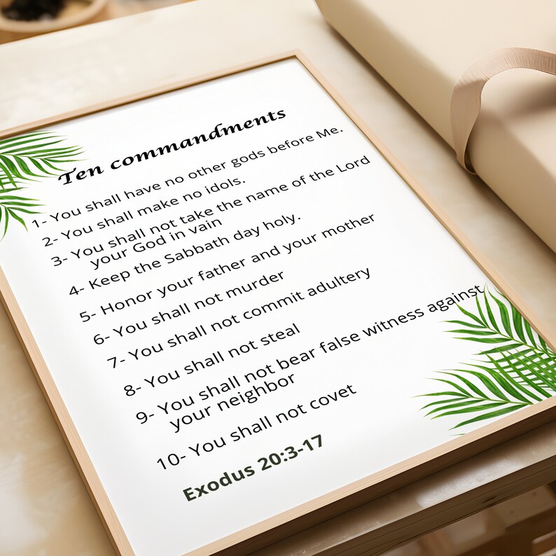 Bible Verse, the 10 Commandments, Exodus 20:3-17, Christian Wall Art ...
