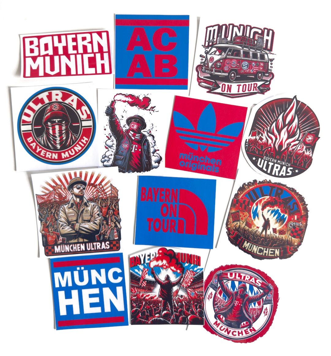 100 Pcs X Bayern München Ultras and Casual Stickers. Banner Munich Fans ...