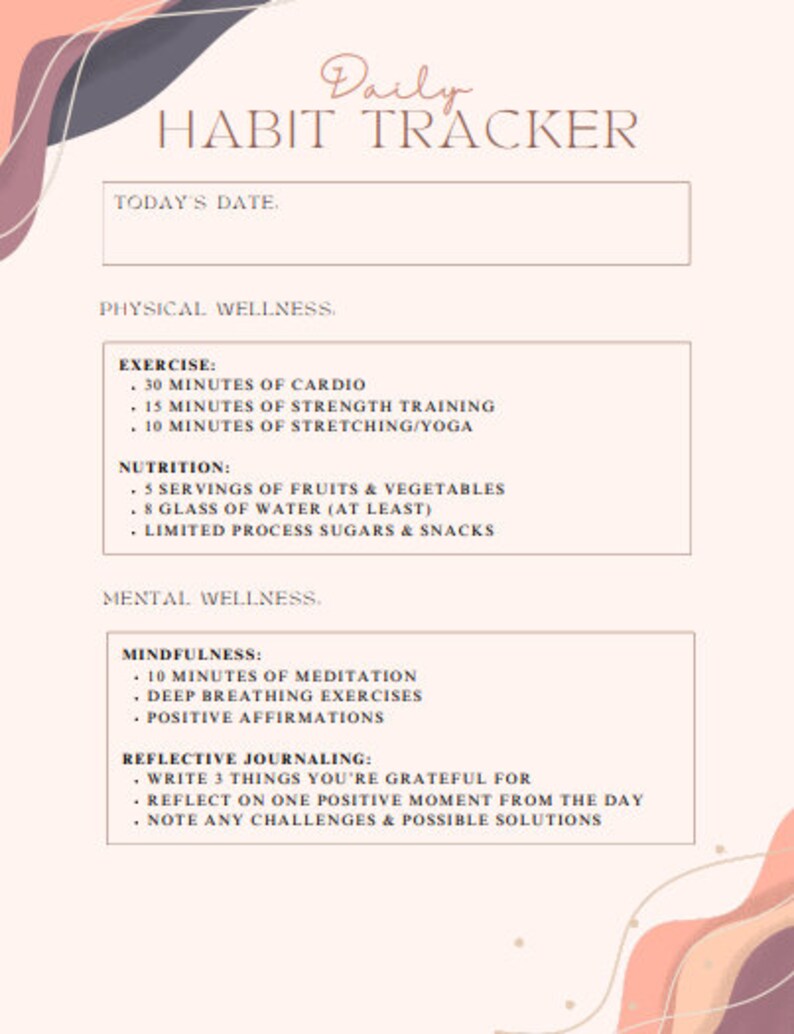 Daily Habit Tracker | Digital Planner | Resolutions | Healthy Mindset ...