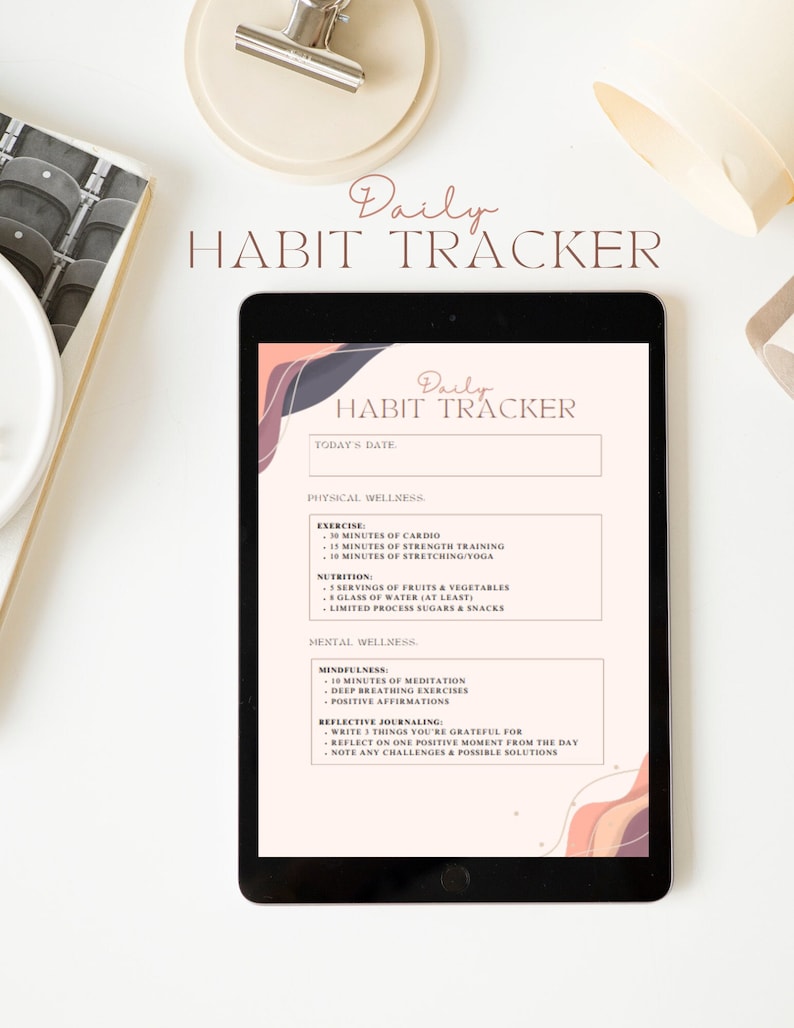 Daily Habit Tracker | Digital Planner | Resolutions | Healthy Mindset ...