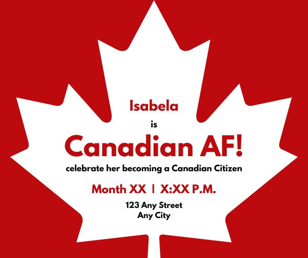 Canada Citizenship Party Invitation | Canadian Citizenship Celebration ...