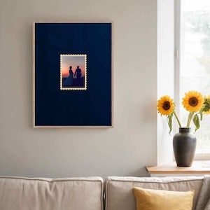 Custom Couples Photo Print – Stamp Design, Wall Art, Personalised Gift ...